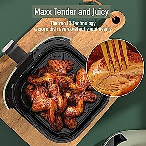 Air Fryer, Fabuletta 9 Customizable Smart Cooking Programs Compact 4QT Air Fryers, Shake Reminder, 450°F Digital Airfryer,Tempered Glass Display, Dishwasher-Safe & Nonstick, Fit for 2-4 People