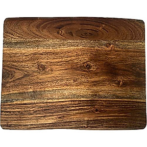 Mountain Woods Brown Hand Crafted Live Edge Acacia Wood Cutting Board/Serving Tray | Butcher Block | Charcuterie Board | Chopping Board for Vegetables, Fruits and Meat - 15" x 12" x 0.75"