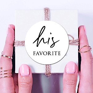 White His Her Favorite Stickers, 2 Inch Wedding Bridal Shower Party Favor Labels 80-Pack
