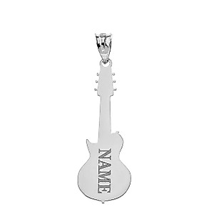 Guitar Charms Silver Personalized Musical Instrument Electric Guitar Pendant with Your Name