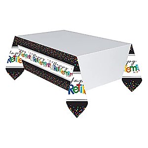 Amscan 'Happy Retirement' Rectangulat Plastic Table Cover, 1 Piece, Made from Plastic, Retirement, 54' x 102' by Amscan