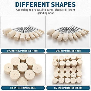 Felt Polishing Buffing Wheel for Dremel Rotary Tool 80Pcs Accessories Wool Felt Polishing Pad Wheel Set for Rotary Tool Drills with 1/8" Shank, for Watch and Jewelry Polishing Kits