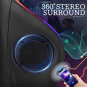 Gaming Chair with Bluetooth Speakers and LED RGB Lights Ergonomic Massage Computer Gaming Chair with Footrest High Back Music Video Game Chair with Lumbar Support Purple and Black