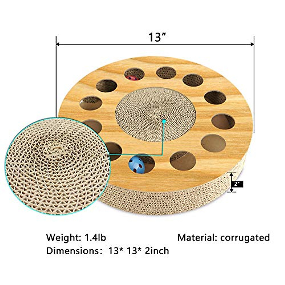 MIAOXSEN Cat Toy with Sturdy Scratching Pads and 2 Jingly Balls for All Ages of Cats