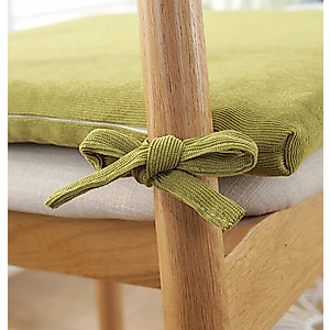 Happiness Decoration Chair Cushions for Dining Chairs Reversible Corduroy Chair Pads with Ties Soft Nonslip Seat Cushions Machine Washable Kitchen Square Chair Pads,18 x 18 Inch (Beige)