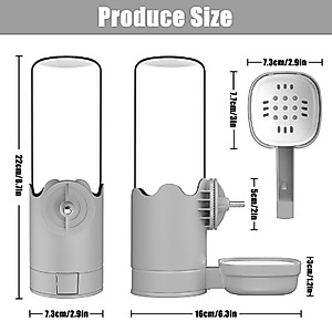 TOKAYIFE Pet Water Bottle for Cage Crate 17oz Rabbit Water Bottles Non-Drip Automatic Kettle Small Animal Water Bottle for Bunny Chinchilla Hedgehog Squirrel Ferret (Gray)