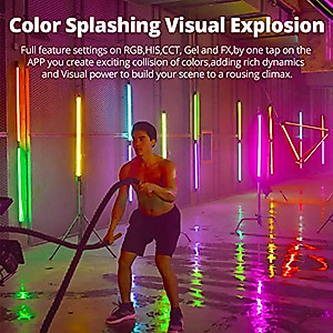 Godox TL120 Full-Color RGB Tube Light, CRI 96 TLCI 98, Color Temper 2700K~6500K, 0-100% Dimmable, 39 FX Effects, 2600mAh Built-in Lithium Battery, Smartphone APP, DMX Control (1PCS)