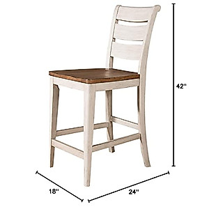 Liberty Furniture Industries Farmhouse Reimagined Ladder Back Counter Chair, W18 x D24 x H42, White