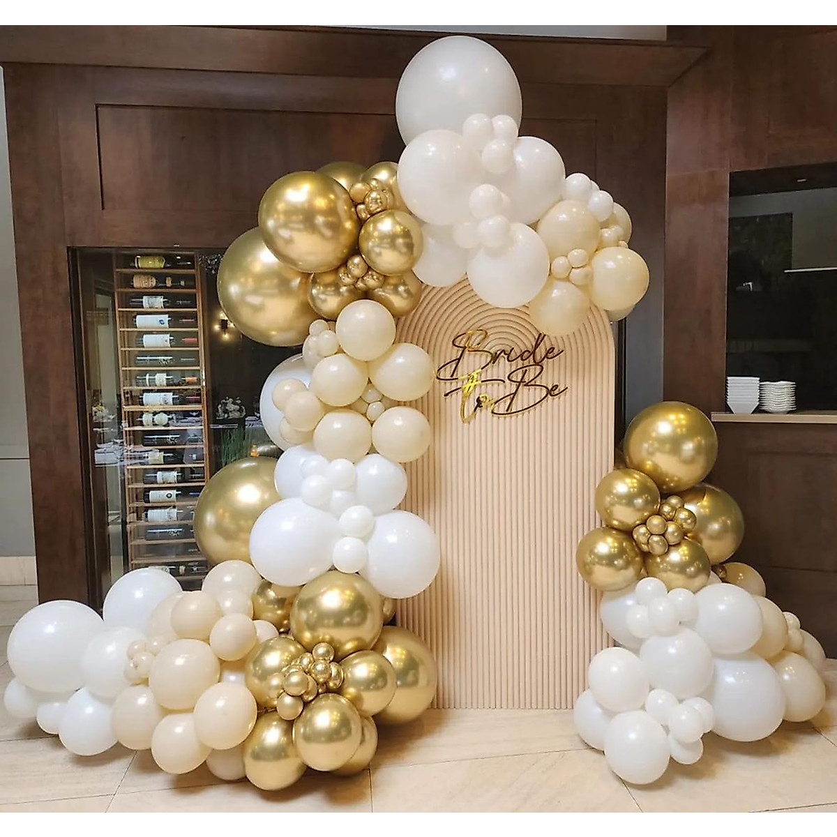White Sand and Gold Balloons Arch Kit-141pcs Sand White Chrome Gold Netural Balloons for Boho Wedding Baby Shower Bridal Shower Engagement Birthday Party Decorations