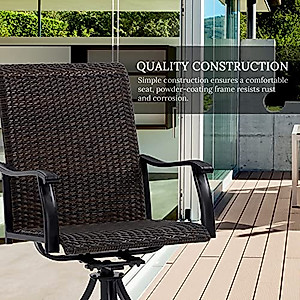 VICLLAX All Weather Patio Dining Set Includes 42" Round Patio Table and 4 Outdoor Swivel Wicker Chairs for Lawn Garden, Patio Table and Chairs Set, Outdoor Dining Set for 4, Black Table