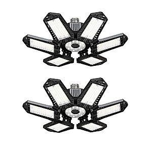 Kehot 2Pack LED Garage Light, 100W Aluminum LED Garage Ceiling Lights with 6 Super Bright Deformable Panels, 50000H Lifespan, Easy to Install, High Bay Light for Garage Attic Basement Barn Workshop