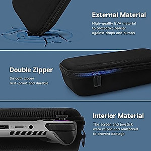 Wiilkac Carrying Case for ASUS ROG Ally, Protective Hard Shell Travel Case Built-in Foldable Stand & Charger Storage Impact-Resistant for Steam Deck Console Accessories