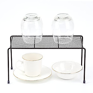 Mini Mesh Kitchen Shelves,Cabinet Storage Shelf Rack, Cabinet Organization ,Kitchen Bathroom Pantry Cupboard Desk Home Office, Fridge, Cabinet, Bathroom Cupboard, Non-slip Plastic Feet (6, Black)