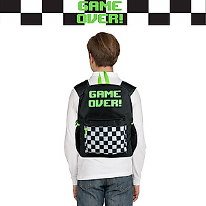 RALME Game Over Gamer Backpack for Boys, 16 inch, Black