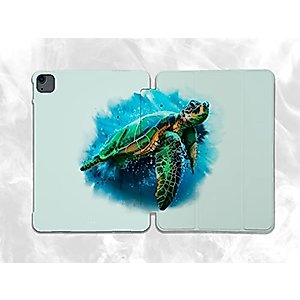 Kawaii Ocean Turtle Painted case Compatible with iPad Mini Air Pro 7.9 8.3 9.7 10.2 10.9 11 12.9 inch Pattern Cover New 2022 2021 Trifold Stand 3 4 5 6 7 8 9 Generation 144 (12.9 Pro 3/4/5 gen)
