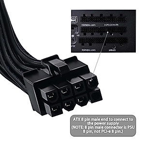 COMeap PCIe Cable for Corsair, ATX CPU 8 Pin Male to Dual PCIe 8 Pin (6+2) Male Power Cable for Corsair Thermaltake ARESGAME Power Supply 25-inch(63cm)