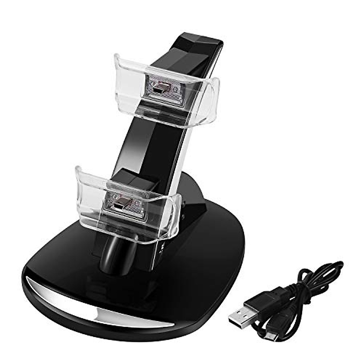 TNP PS3 Controller Charger Stand for Sony Playstation 3 Controller Dualshock 3 Charging, 2 Tier Docking Station Stand and 2 USB PS3 Cable Compatible Ports with LED Indicators, Slim Black
