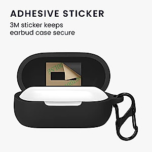 kwmobile Silicone Cover Compatible with OnePlus Buds Z2 - Case Cover Stick-On Skin with Clip - Black