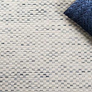 SAFAVIEH Marbella Collection Runner Rug - 2'3" x 12', Beige & Blue, Handmade Wool, Ideal for High Traffic Areas in Living Room, Bedroom (MRB158L)