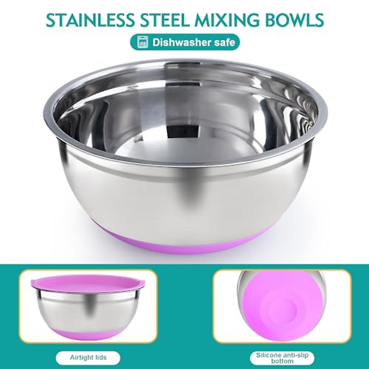 Naitesen 28PCS Mixing Bowls with Lids Colander Set, Stainless Steel Nesting Bowls with Measuring Spoons and Cups Cooking Utensils for Baking Supplies Kitchen Essentials Tools