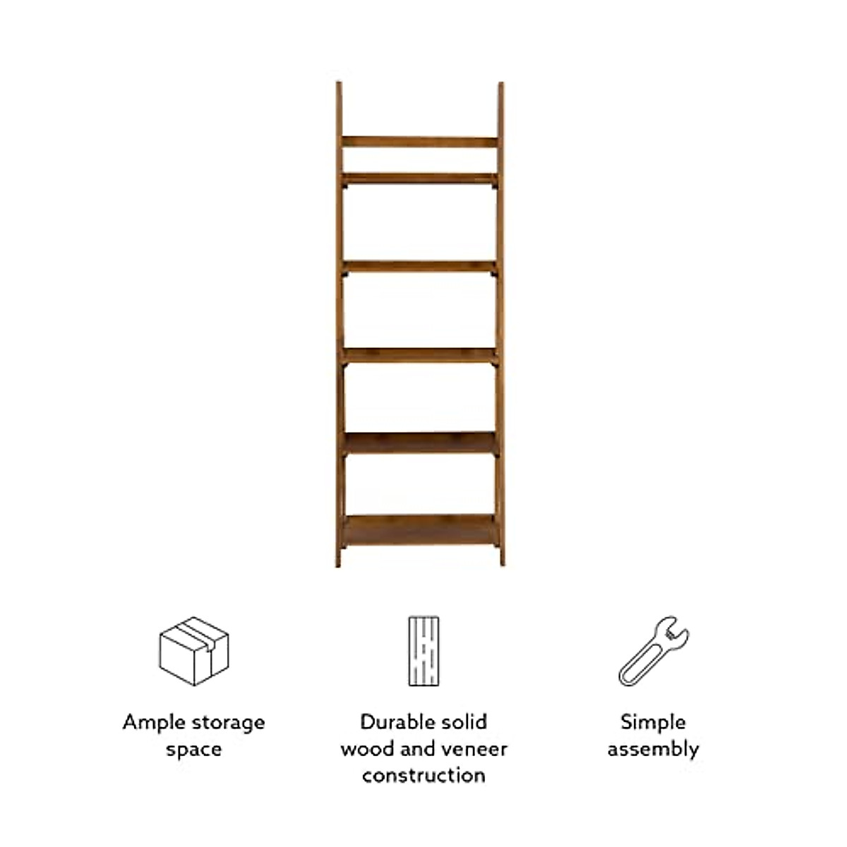 Melissa Mid-Century Bookcase, Walnut by Linon Large