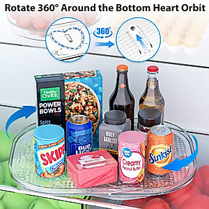 StackHelper Lazy Susan Turntable Organizer - Fits Most Refrigerators, Rectangle Turntable Rack Spice Organizing, Heartspin Lazy Susan Organizer for Fridge, (Large)