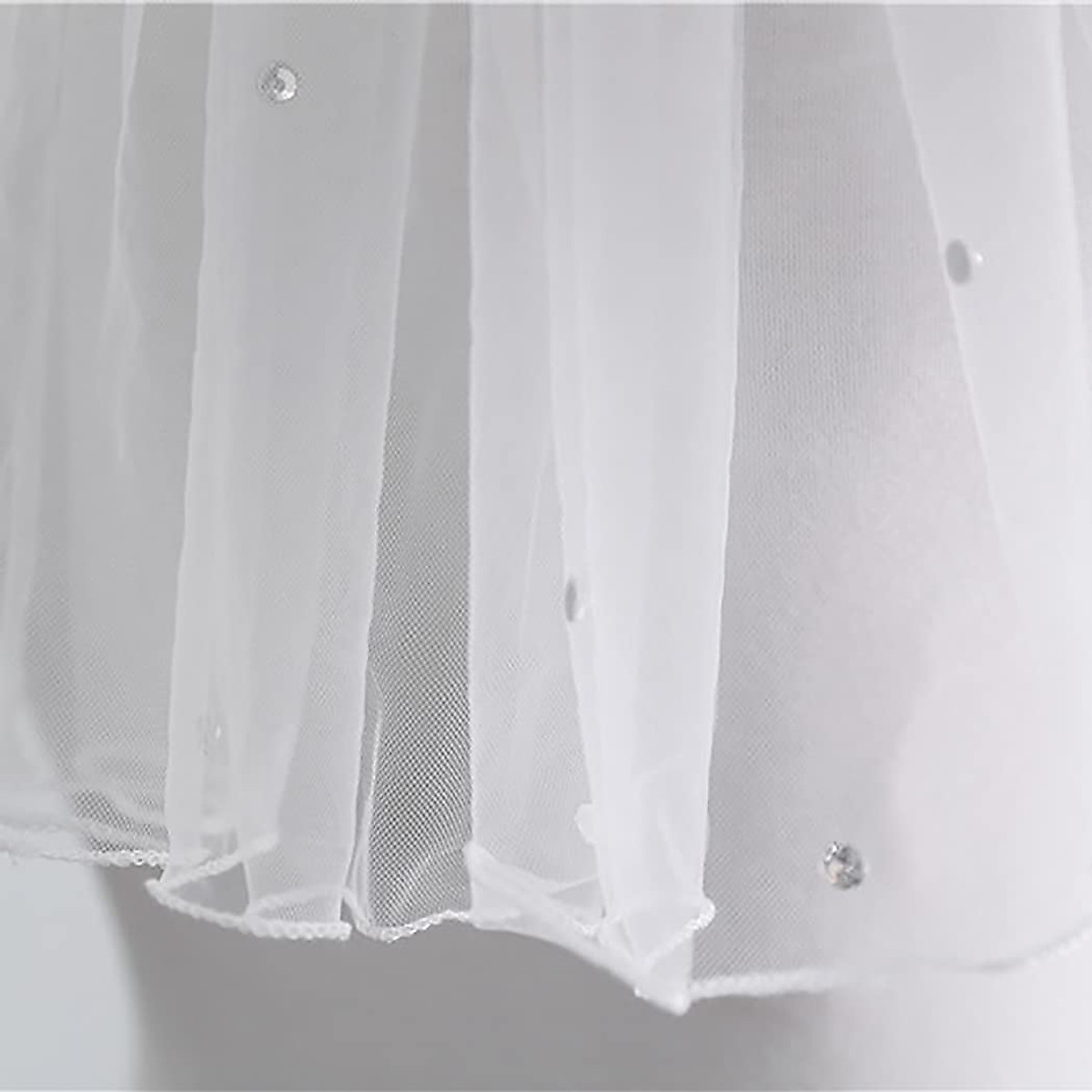 Haraty Crystal Bridal Veils Short 1 Tier Veil Soft Mesh With Comb Wedding Party Bride Veil Hair Accessories for Women Girls (White)