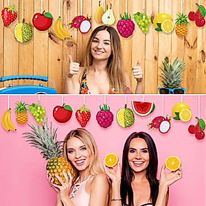 48 Pcs Tutti Frutti Party Colorful Fruit Cutouts Lemon Cutout Strawberry Pineapple Apple Watermelon Grape Cutout for Classroom Bulletin Board Wall Tropical Fruit Hawaiian Luau Beach Summer Party Decor