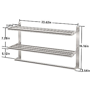 Hotel Towel Racks for Bathroom Wall Mounted, BETHOM 24 Inch Towel Shelf for Bathroom, 3-Tier Bathroom Towel Rack with Tower Bars, Brushed Nickel