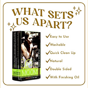 MOOM Express Wax Strips with Chamomile & Lavender, Hair Removal Kit with Finishing Oil - Wax Strips for Face, Bikini Zone & Brazilian, Perfect For Travel - 1 Pack of 10 Double-Sided Strips, 20 count