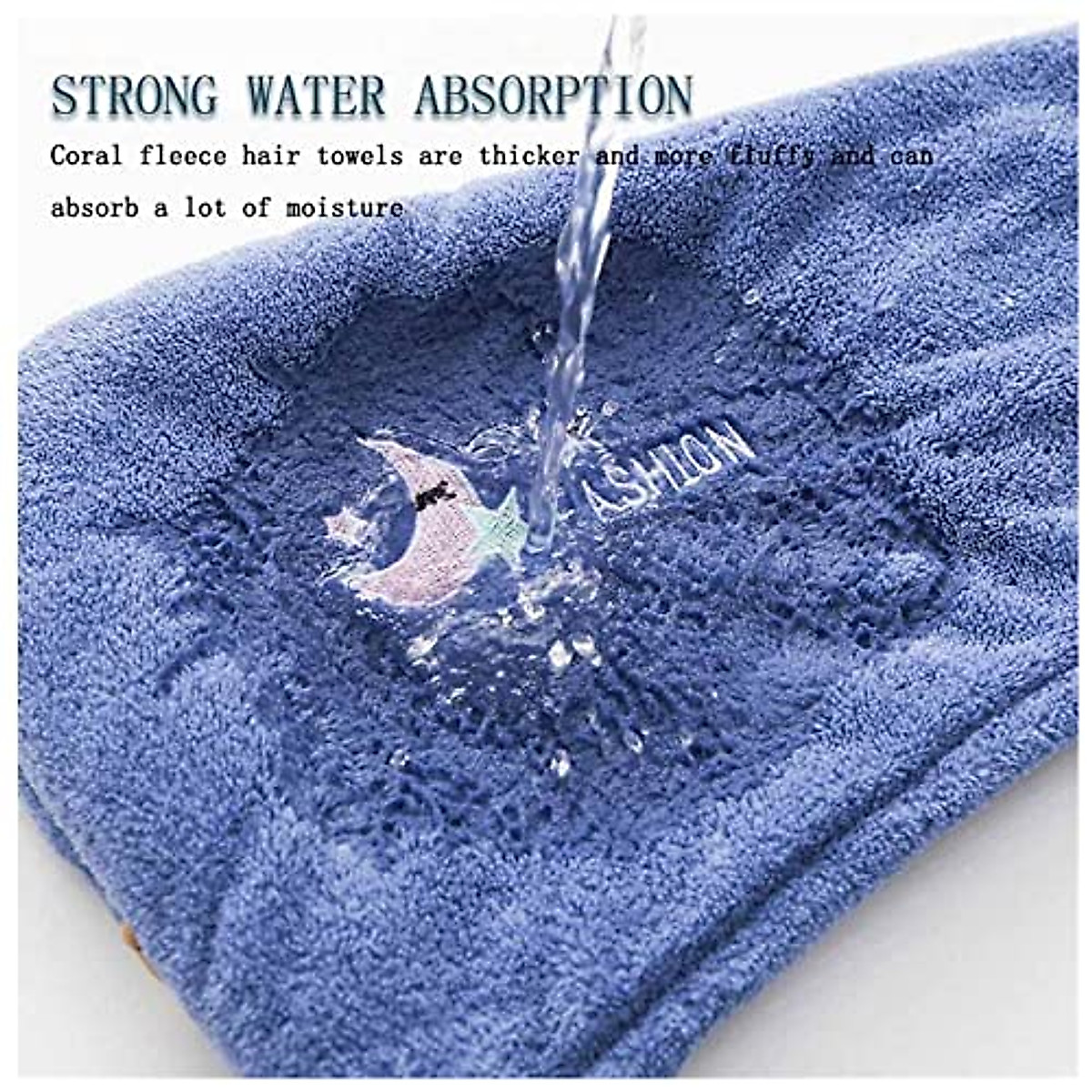 Rapid Drying Towel for Women, Coral Fleece Women Hair Towel Set, Soft Dry Hair Towel with Embroidery, Super Absorbent Hair Wrap Turban Microfiber Hair Towel Wrap for Children and Women (Pink)