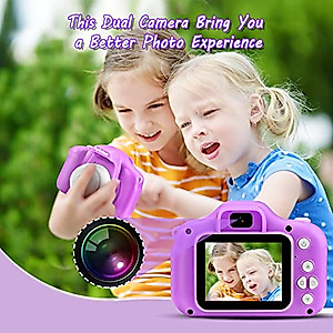 hyleton Kids Selfie Camera Digital,Child Toddler Video Camera Toys for 3 4 5 6 7 8 9 Year Old,Christmas Birthday Gift for Age 3-8 Girls/Boys with 32GB SD Card (Purple)