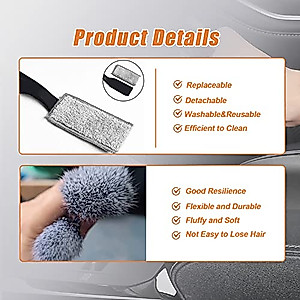 Ajxn 1 Pack Double Head Brush for Car Clean, Soft Multi-Functional Car Interior Detailing Brush, Double Ended Portable Dust Brush, Applicable for House, Car Air Vents Crevice, Office (Black)