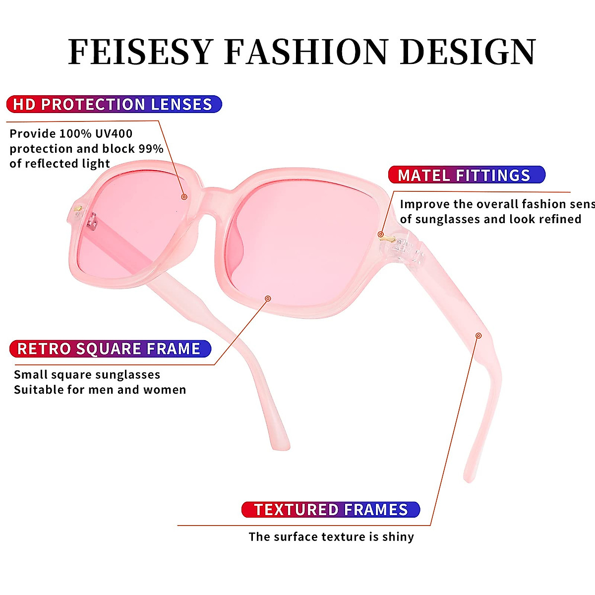 FEISEDY Retro 90s Rectangle Sunglasses Oval Yellow Sunglasses Trendy Irregular Square Sun Glasses for Women Men B2790
