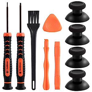 Sainwora 10 Pcs Thumbstick Replacement Kit for XBOX ONE/Xbox ONE S /PS4 Controllers Includes 4 Pack Black Analog Grip,T8/Phillips Screwdriver