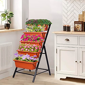 KIDINIX Vertical Raised Garden Bed 4Ft with 5 Tier Plant Boxes, Vertical Garden planters Indoor Outdoor, Elevated Freestanding Stand for Vegetables Flower Herb Patio