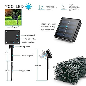 LALAPAO Solar Lights Halloween Outdoor Decor 72ft 200 LED 8 Mode Solar Powered String Lights Waterproof for Indoor Garden Party Patio Home Wedding Lawn Christmas Tree Decorations (Green)