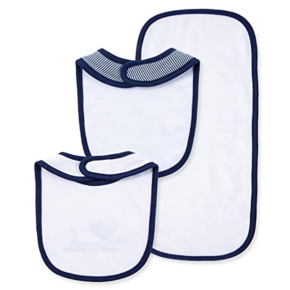 Little Me Baby Boy Newborn Bib and Burp set, White Print, One Size