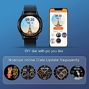QinsanJSC Water Resistant Military Watch for Mens Smart Watch for Android Phones Sports Smart Watch(dail and Text) Fitness Watch for Men with Voice Control, Activity Tracker for BT, SaO2,HR,BP