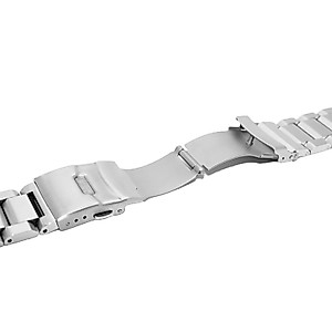 SINAIKE 20mm Silver Brushed Wristband Solid Stainless Steel Watch Band with Deployment Lock Buckle for Men Women