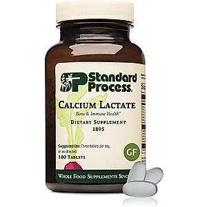 Standard Process Calcium Lactate - Immune Support and Bone Strength - Bone Health and Muscle Supplement with Magnesium and Calcium - 180 Tablets