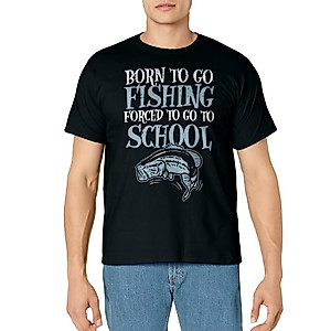 Born Fishing Forced To School Funny Bass Fish Fisherman Boys,Short Sleeve T-Shirt