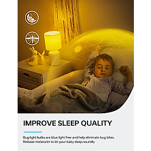 KINDEEP Amber Light Bulbs, 9W Amber Yellow LED Light Bulb, 2000K Soft Warm Light Bulbs, Bug Light Bulbs, 60W Equivalent, E26, for Bedroom, Nursery Room, Porch, Outdoor, Non-Dimmable, 4 Pack