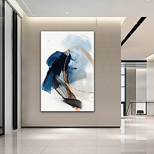 Looife Abstract Canvas Wall Art, 12x16 Inch Modern Blue and Yellow Abstract Graffiti Lines Art Painting Prints, Artwork Wall Decor for Living Room Office and Bedroom