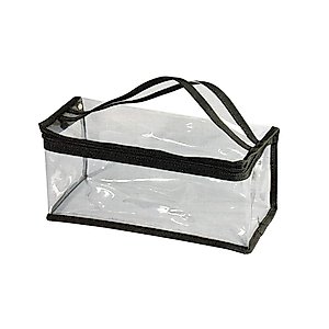 Jula Vance Small Rectangular Clear PVC Makeup Bag Make Up Artist Tool Organizer Pouch Bag Transparent Vinyl Cosmetic Bag Actor Bag with Handle