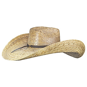 Mexart Oversized Cowboy Wide Brim Straw Hat Dark Natural | Sombrero de Palma Grande Obscuro