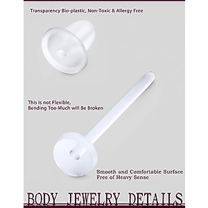 Jenxnjsjo Clear Plastic Silicone Rubber Invisible Post Stud Earrings Hole Saver Piercing Retainers Medical Grade for Women Men Sensitive Ears Sports Surgery Work
