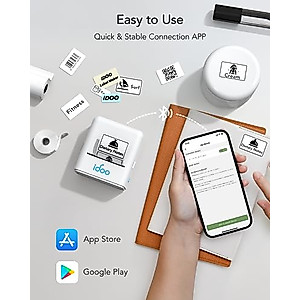 iDOO Thermal Label Maker Portable Barcode Label Maker Machine with 2 Tapes, Bluetooth Sticker Printer,Label Maker for Small Business Home Office Organization, Compatible with Android & iOS
