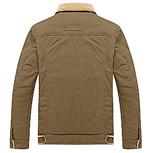 SaoBiiu Men Military Bomber Jacket Winter Fleece Coat Casual Cargo Outerwear Sherpa Trucker Jacket Navy L