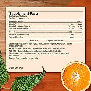 Mt. Angel Vitamins - Zinc Quercetin with Bromelain Supplement – Immune Support & Respiratory Health - Quercetin 500mg Capsules | Zinc 50mg | Vitamin C Capsules | Immune Booster for Adults - 300ct.